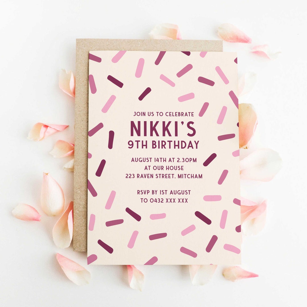 Editable Sprinkle 9th Birthday Party Invitation Download Printable ...