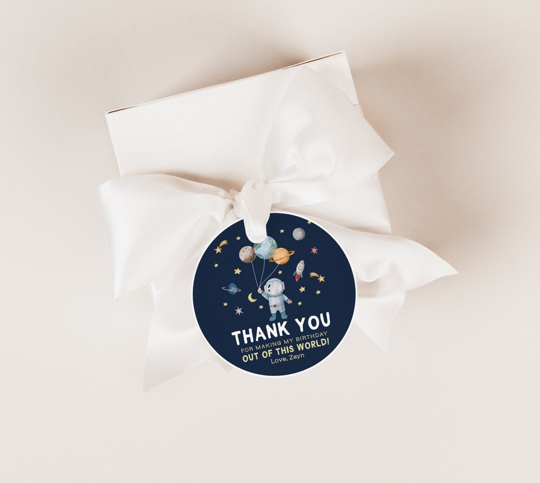 Editable Outer Space Favor Tags Space Birthday Thank You Tag Label ...