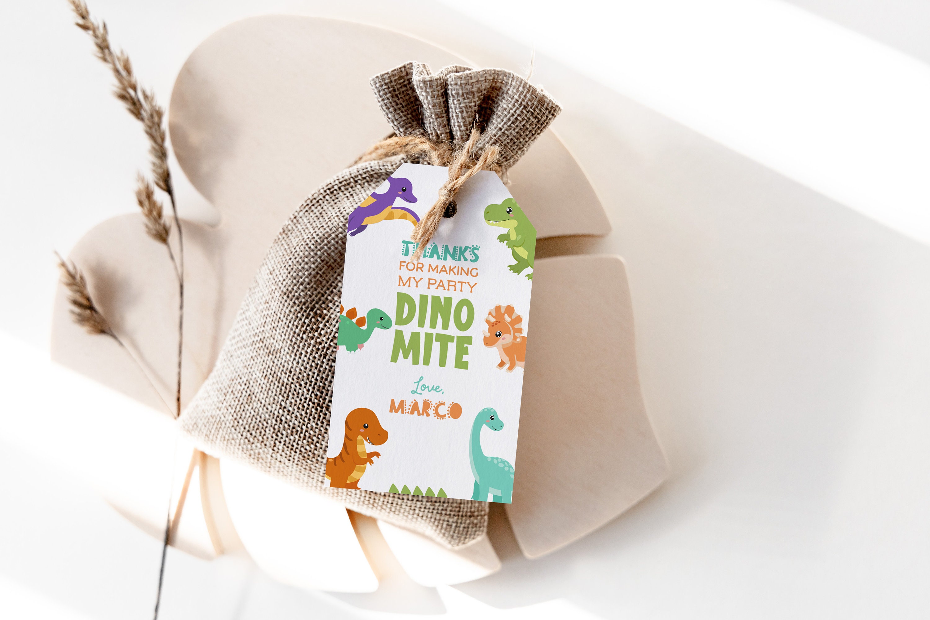 Editable Dinosaur Birthday Favor Tags, Printable Dinosaur Thank You Tag ...