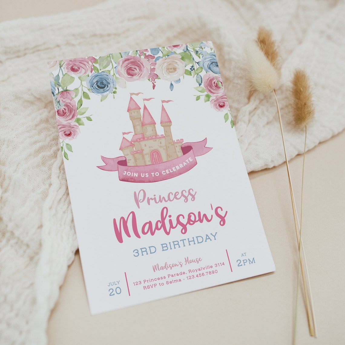 Editable Princess Invitation Template Printable Princess - Etsy Australia