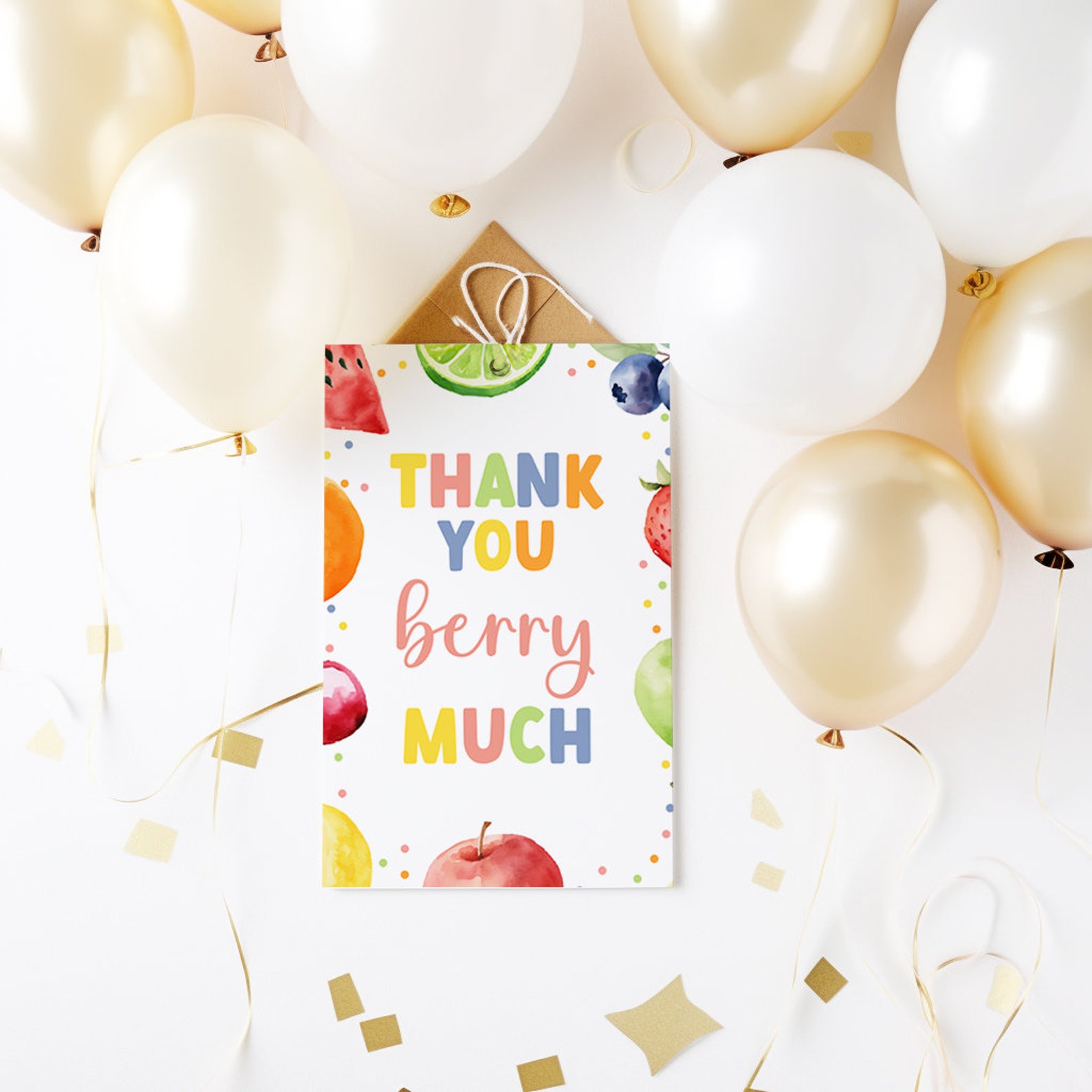 Tropical Fruit Thank You Tag, Editable Template DIY Printable Kids ...
