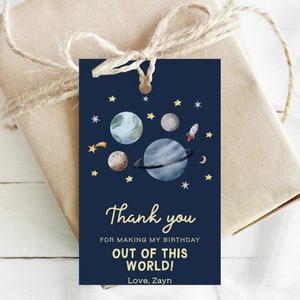 Editable Outer Space Favor Tags Space Birthday Thank You Label ...