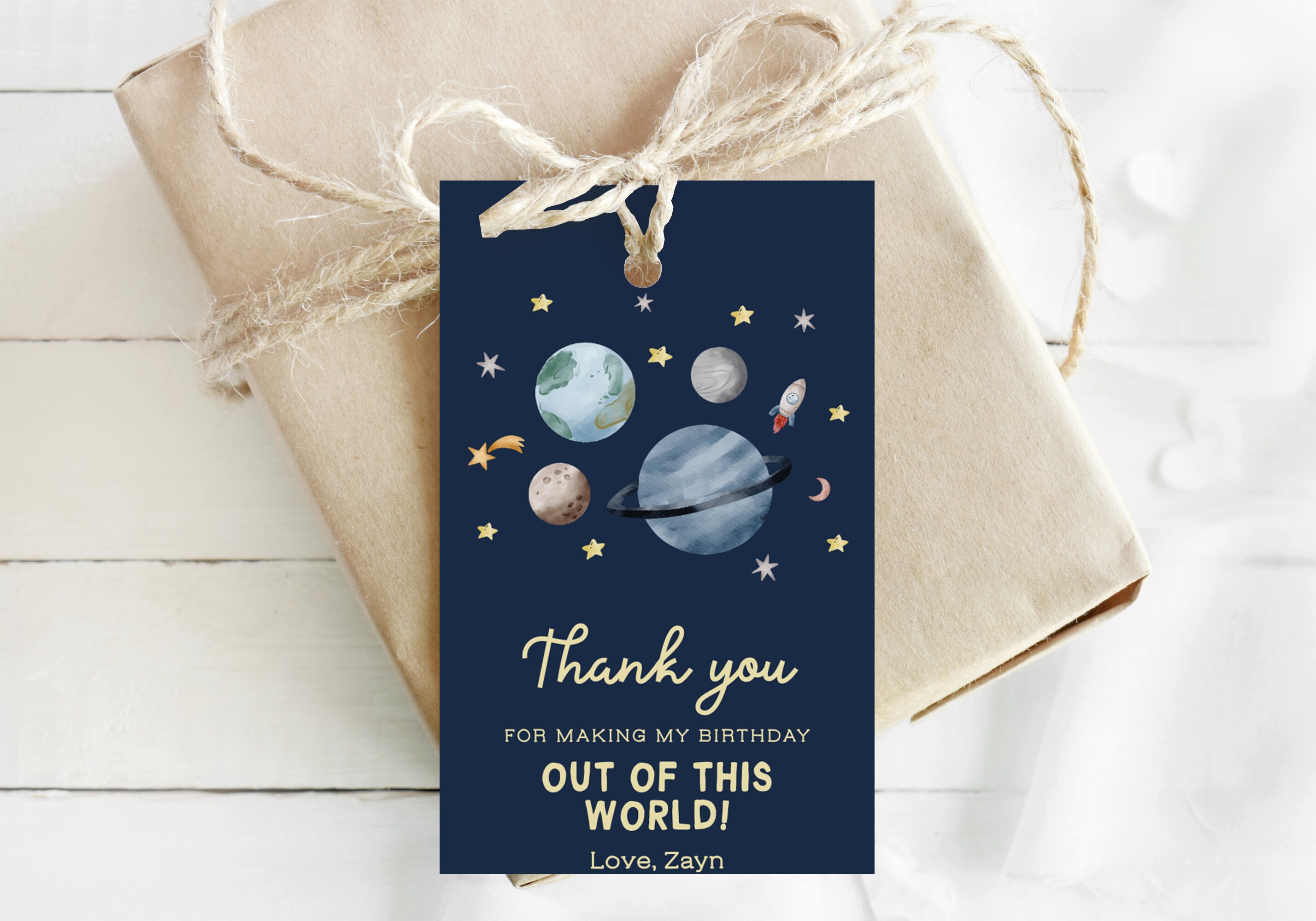 Editable Outer Space Favor Tags Space Birthday Thank You Label ...