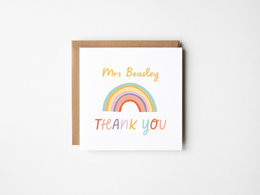 Bright Thank You Card, Rainbow Gratitude DIY Instant Download ...