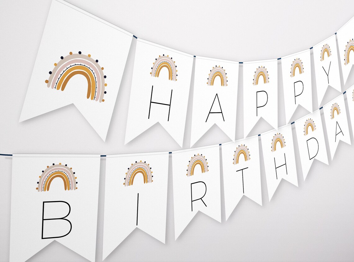 Happy Birthday Banner Rainbow Banner Girl Rainbow First - Etsy
