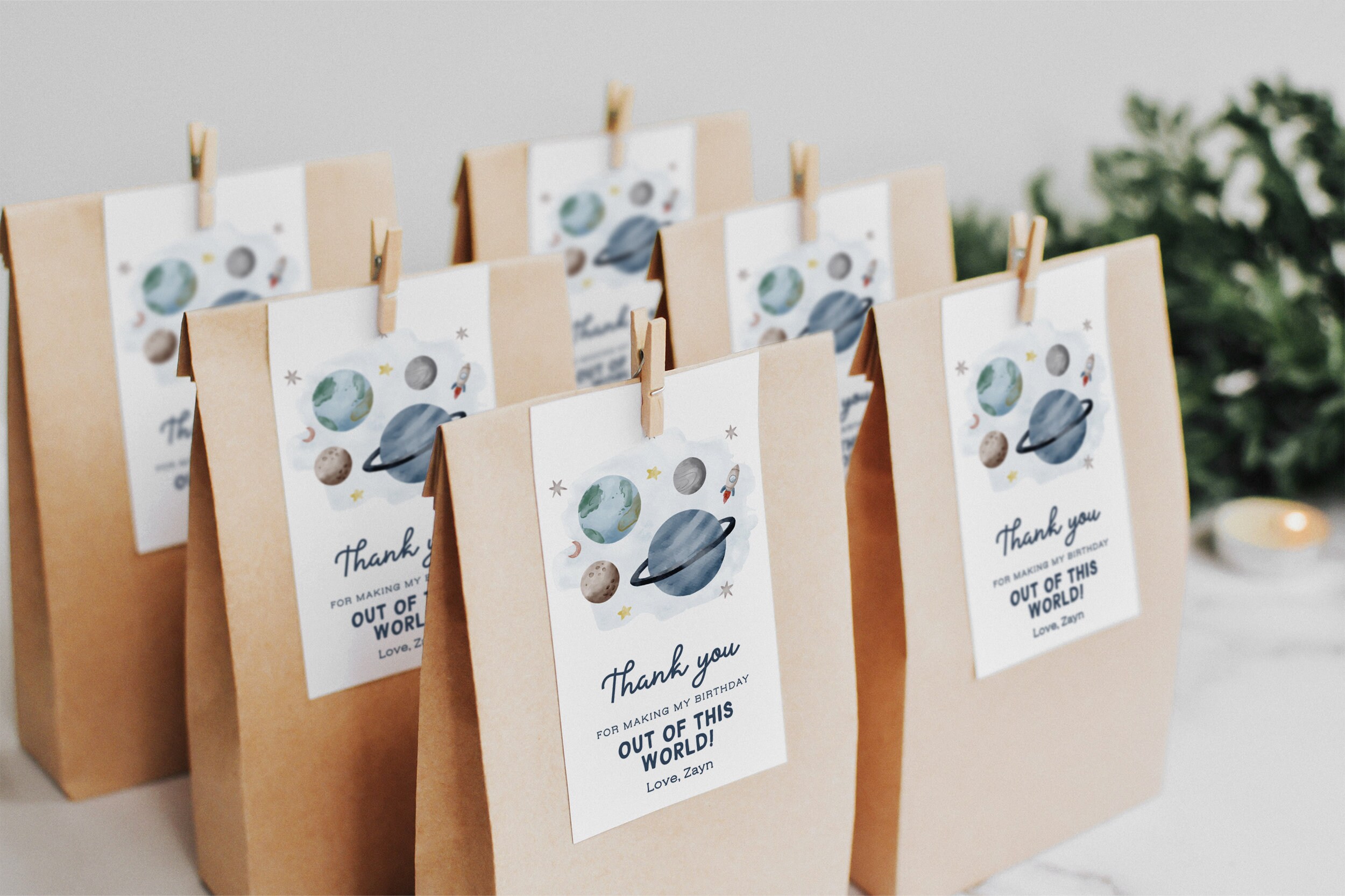 Editable Outer Space Favor Tags Space Birthday Thank You Label ...