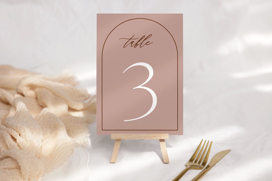 Modern Wedding Table Number Template, Minimalist Table Numbers, Arch ...