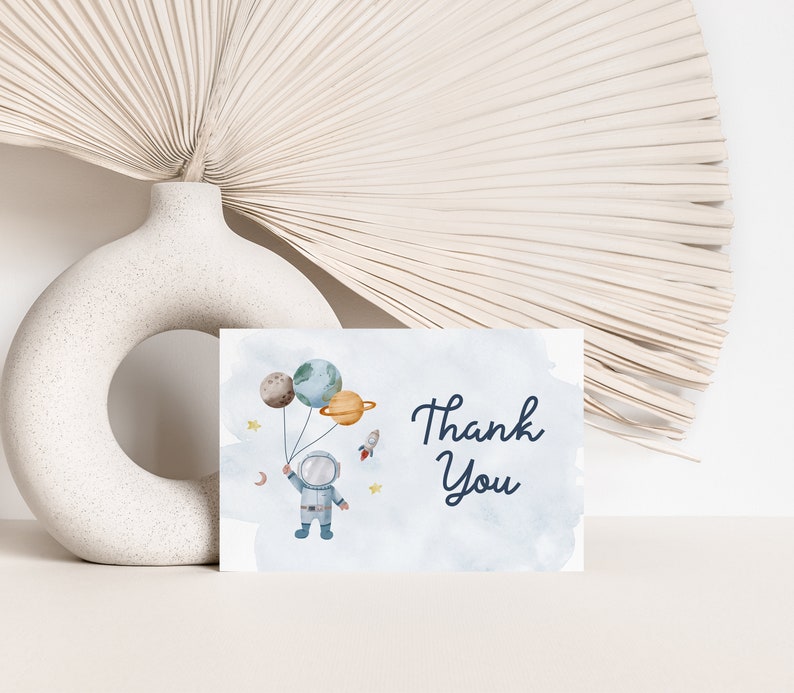 Editable Space Birthday Thank You Card Astronaut Planets to - Etsy ...