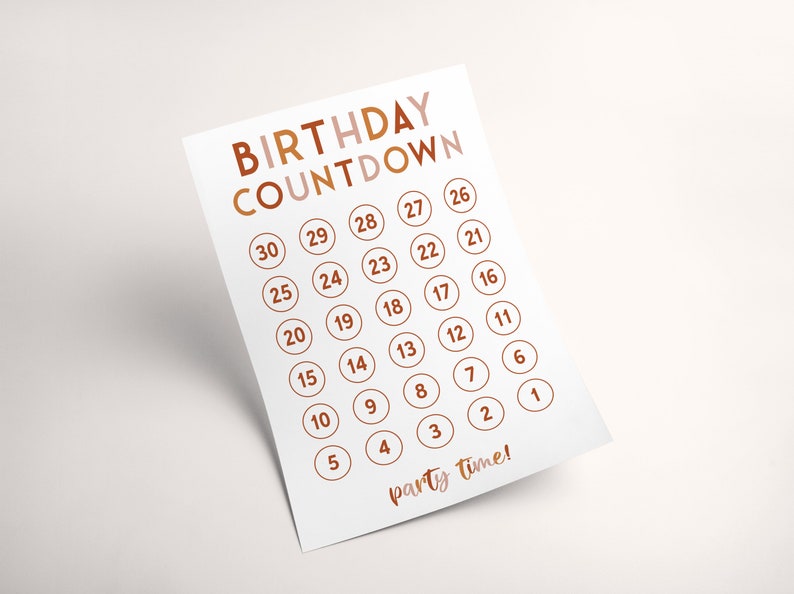 Birthday Countdown Printable Template, Kids Bday Party Countdown ...