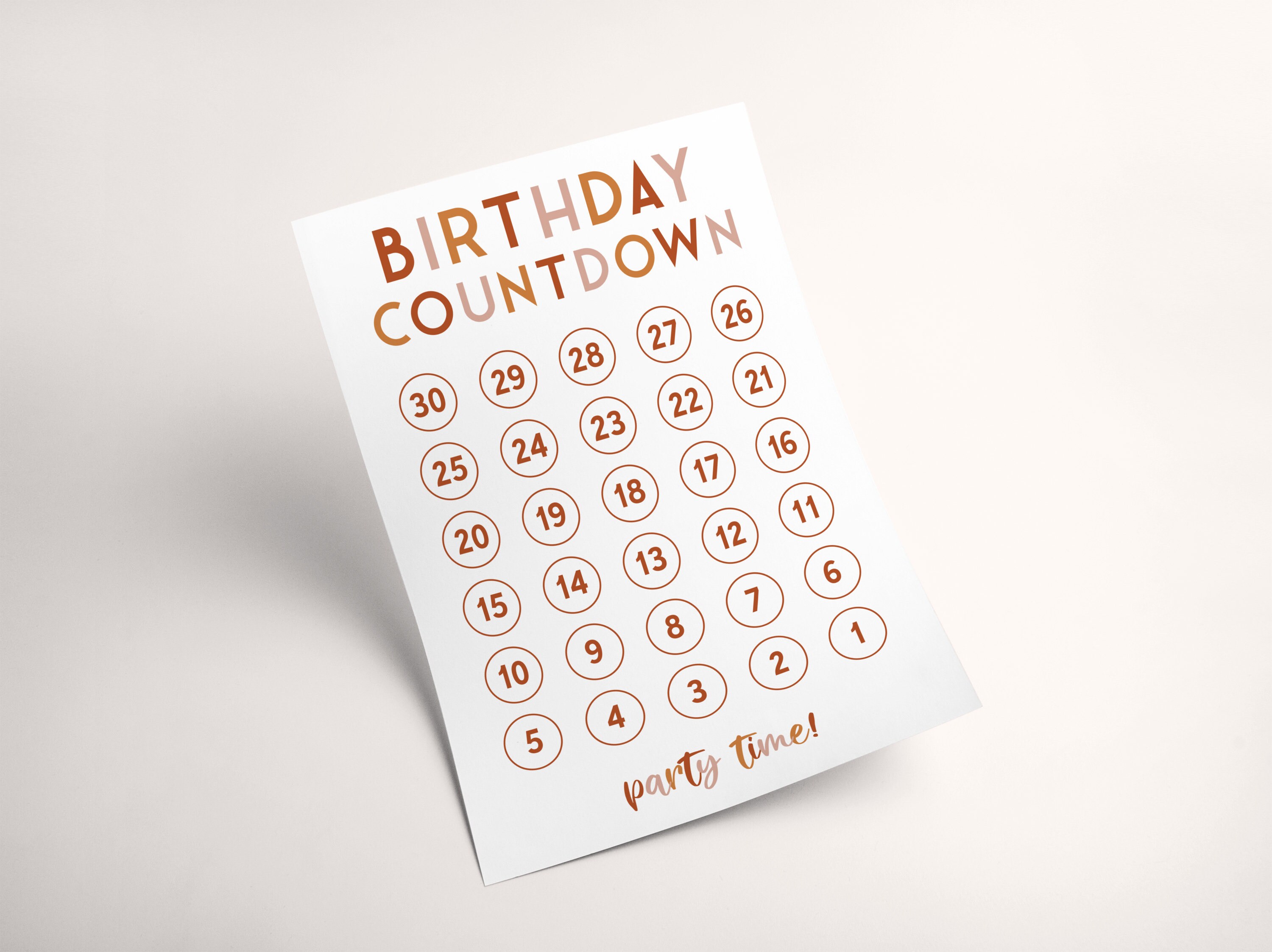 Birthday Countdown Printable Template, Kids Bday Party Countdown ...