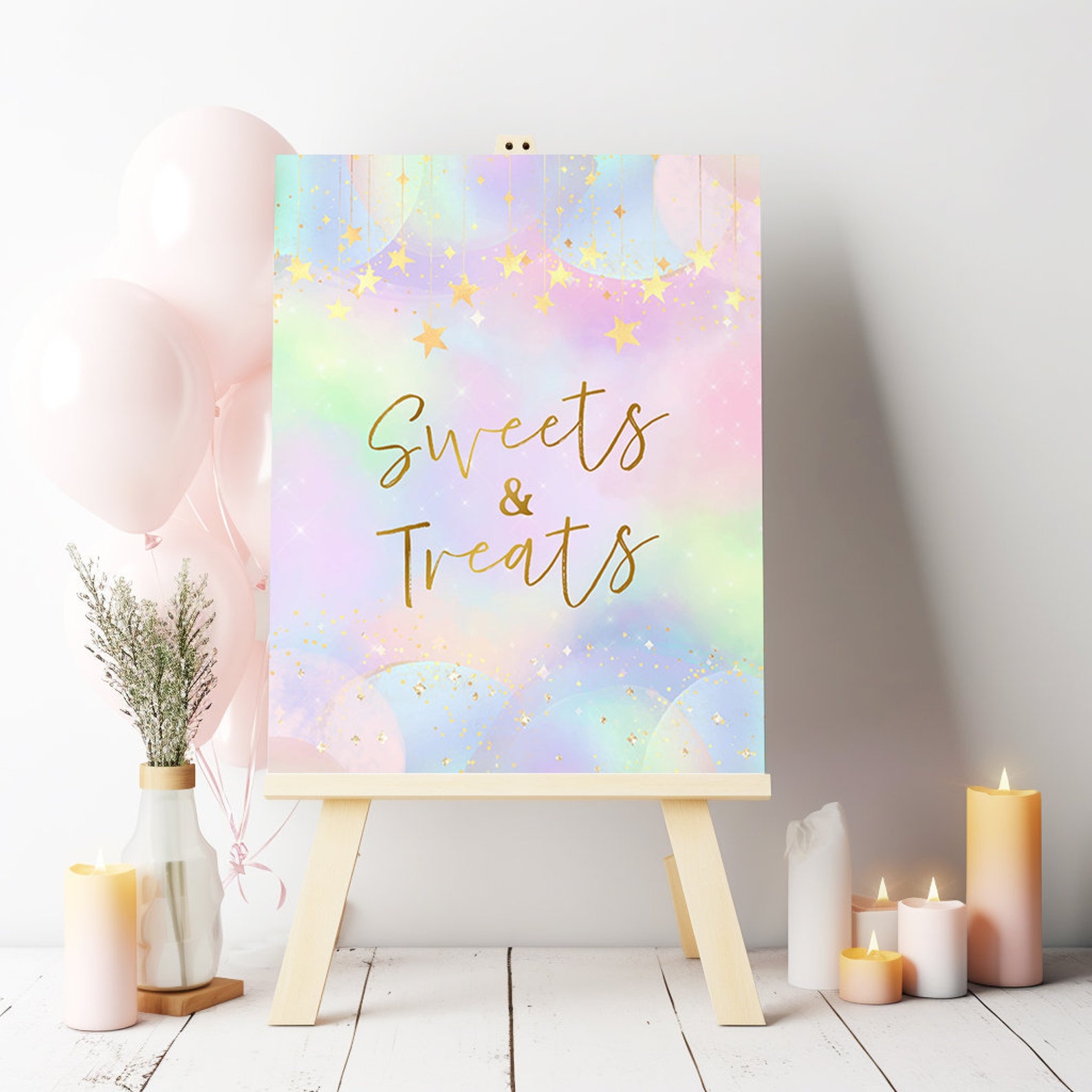 Galaxy 8x10 Table Sign, Rainbow DIY Editable Birthday Baby Shower ...