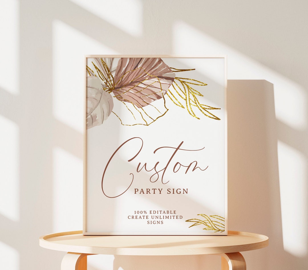 Custom Boho Party Table Sign, Editable Printable Instant Download ...