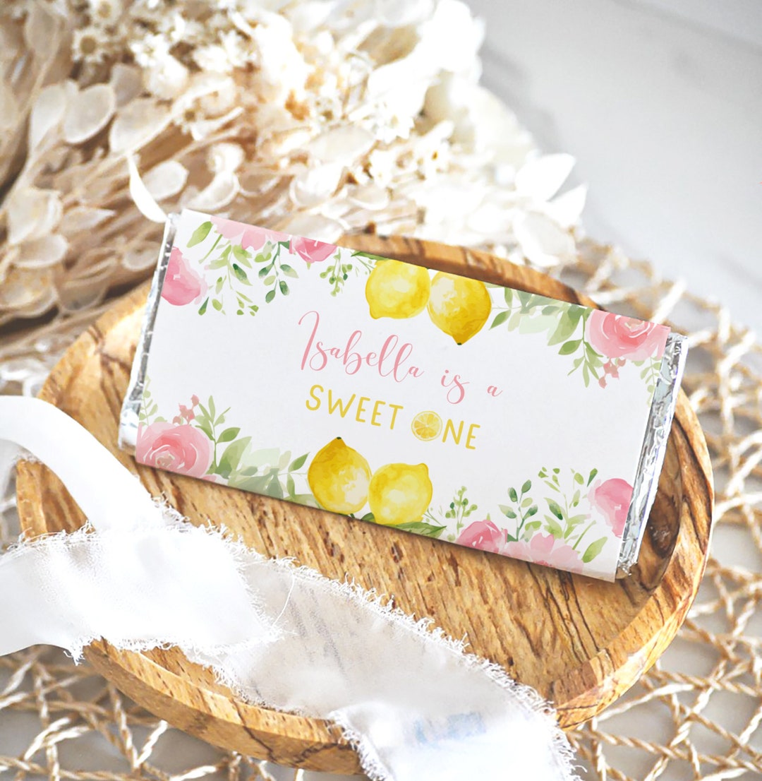 Chocolate Bar Wrapper, Lemon Floral Editable Template Printable DIY ...