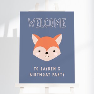 Woodland Fox Birthday Welcome Sign, Boys Party Instant Download ...
