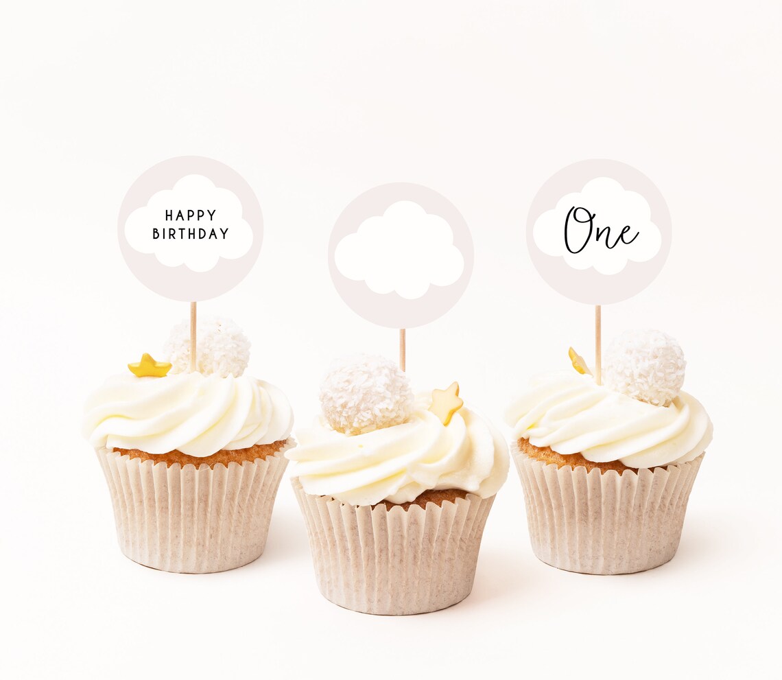 Editable Cupcake Toppers Printable Cloud Cupcake Topper - Etsy