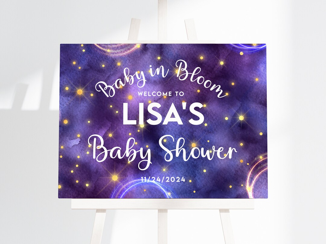 Galaxy Welcome Sign Poster, Outer Space Neon Glow Universe Editable ...