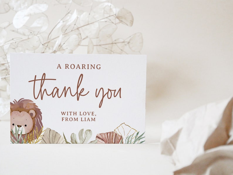 Safari Birthday Thank You Card, Jungle Party Instant Digital Download ...