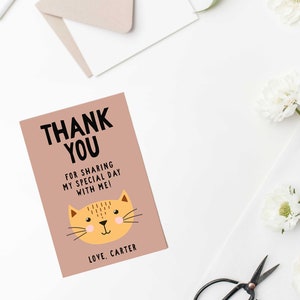 Cat Thank You Card INSTANT DOWNLOAD Personalised Thank You Note ...