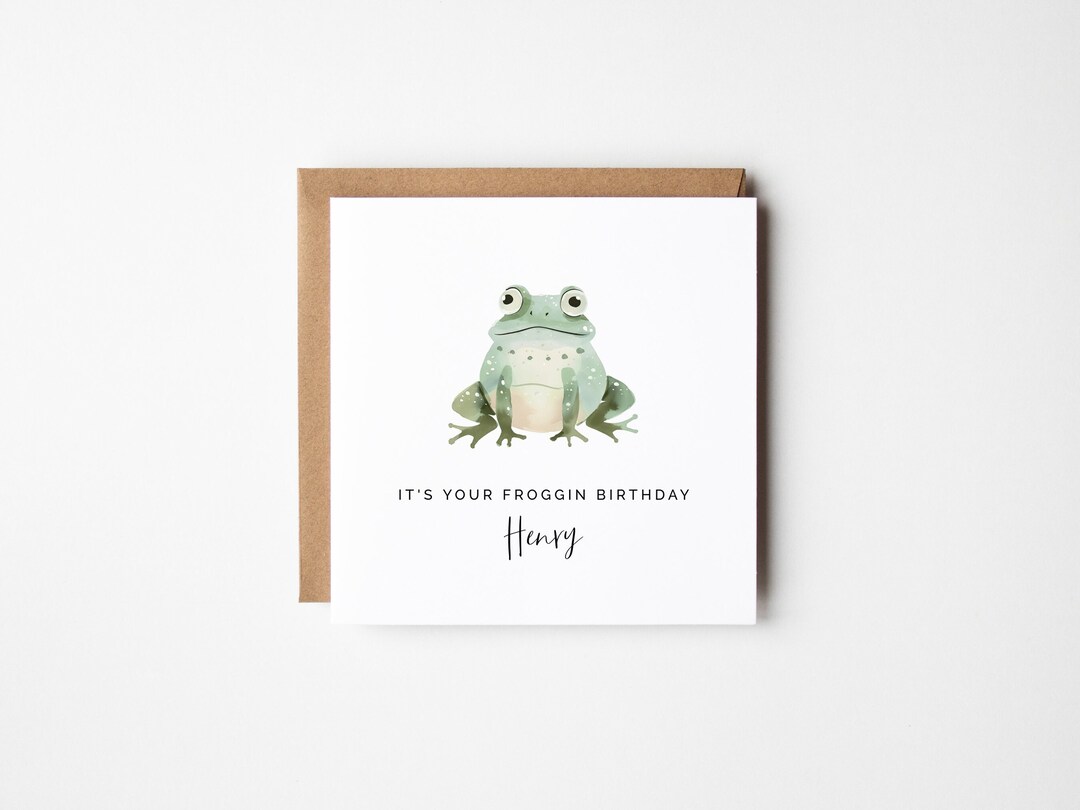 Editable Birthday Card Template, DIY Printable Cute Frog Toad Green ...