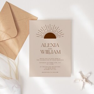 Sun Wedding Invitation Template, Modern Wedding Invitation Printable ...