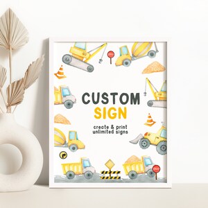 Editable Construction Birthday Party Sign Template, Dump Truck Digger ...