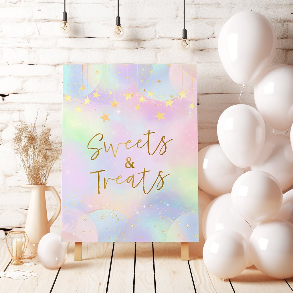 Galaxy 8x10 Table Sign, Rainbow DIY Editable Birthday Baby Shower ...