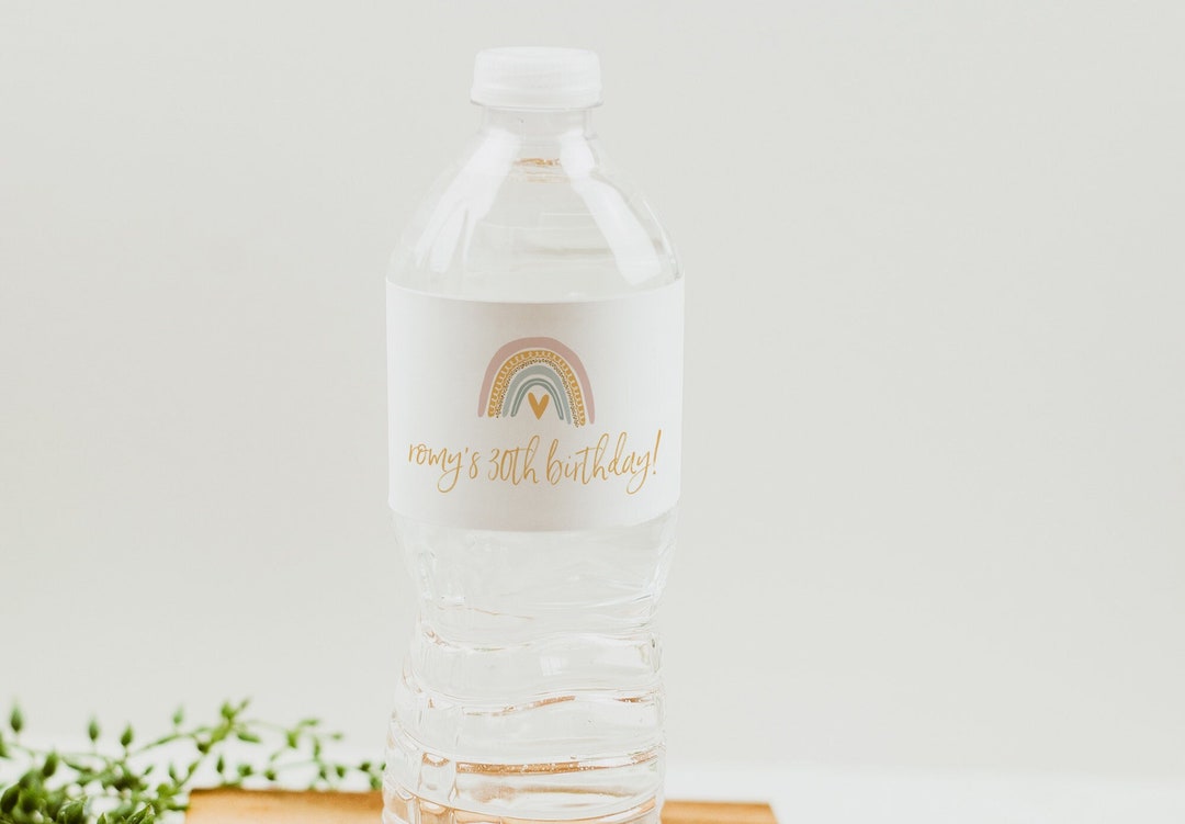 Rainbow Water Bottle Wrapper Template INSTANT DOWNLOAD Printable Pastel ...