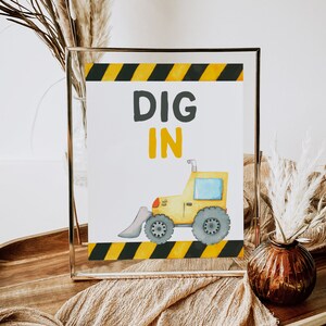 Dig in Construction Birthday Sign, Food Table Sign, Construction Truck ...