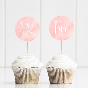 Editable Cupcake Toppers, Printable Watercolor Cupcake Topper Template ...