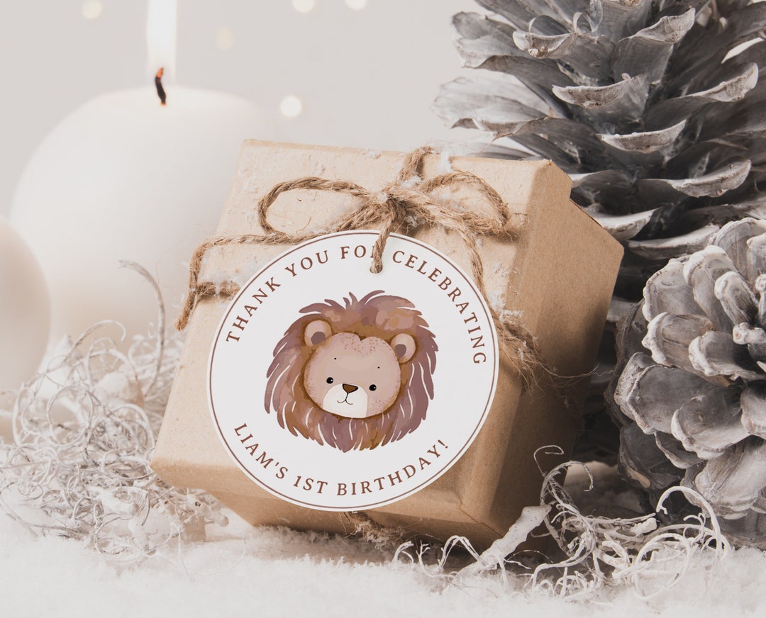 Lion Thank You Tag, Boho Gold Leaf Safari Editable Printable Instant ...