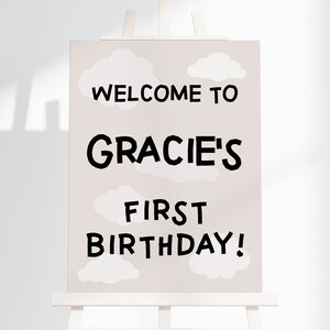 Welcome Sign, Editable Large Banner for Girls Pastel Pink Cloud ...
