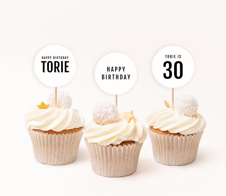 Editable Cupcake Toppers Printable Simple Cupcake Topper - Etsy