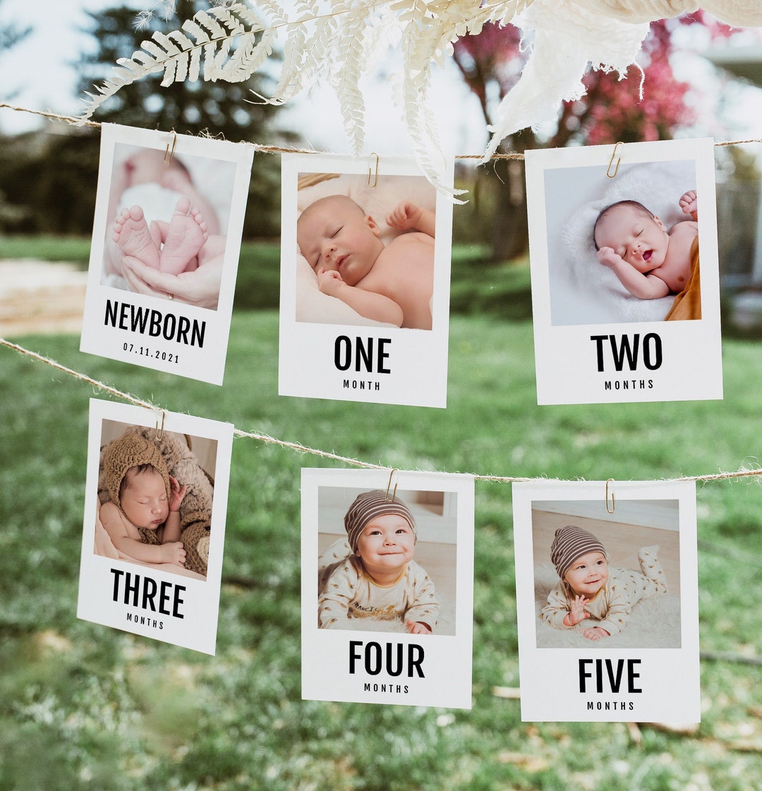 First Birthday Photo Banner 1st Birthday Photo Banner Modern Minimalist ...