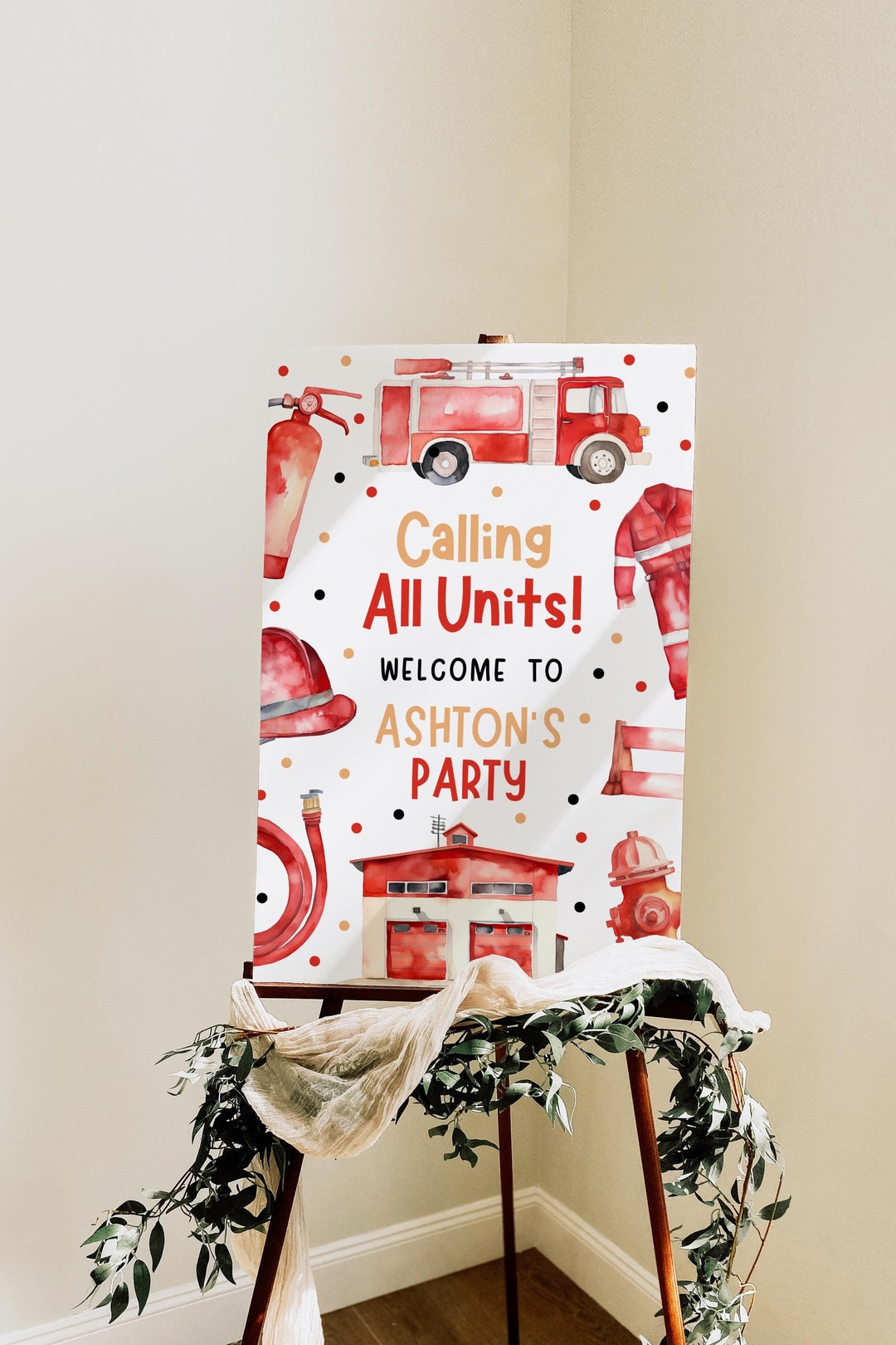Fire Truck Welcome Sign, Fireman Editable Template Printable Instant ...