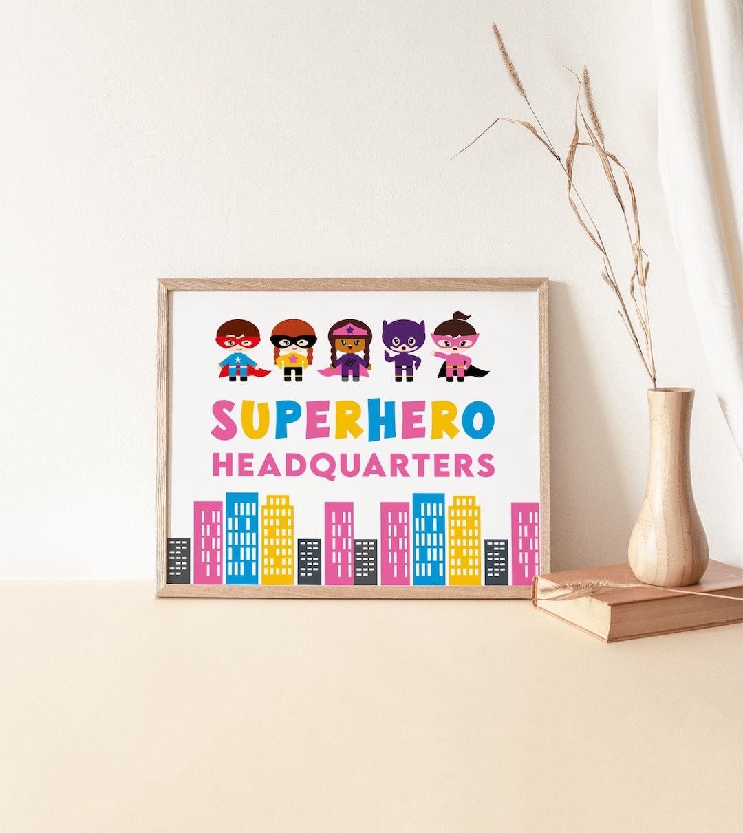 Editable Superhero Birthday Party Sign, Pink Superhero Headquarters ...