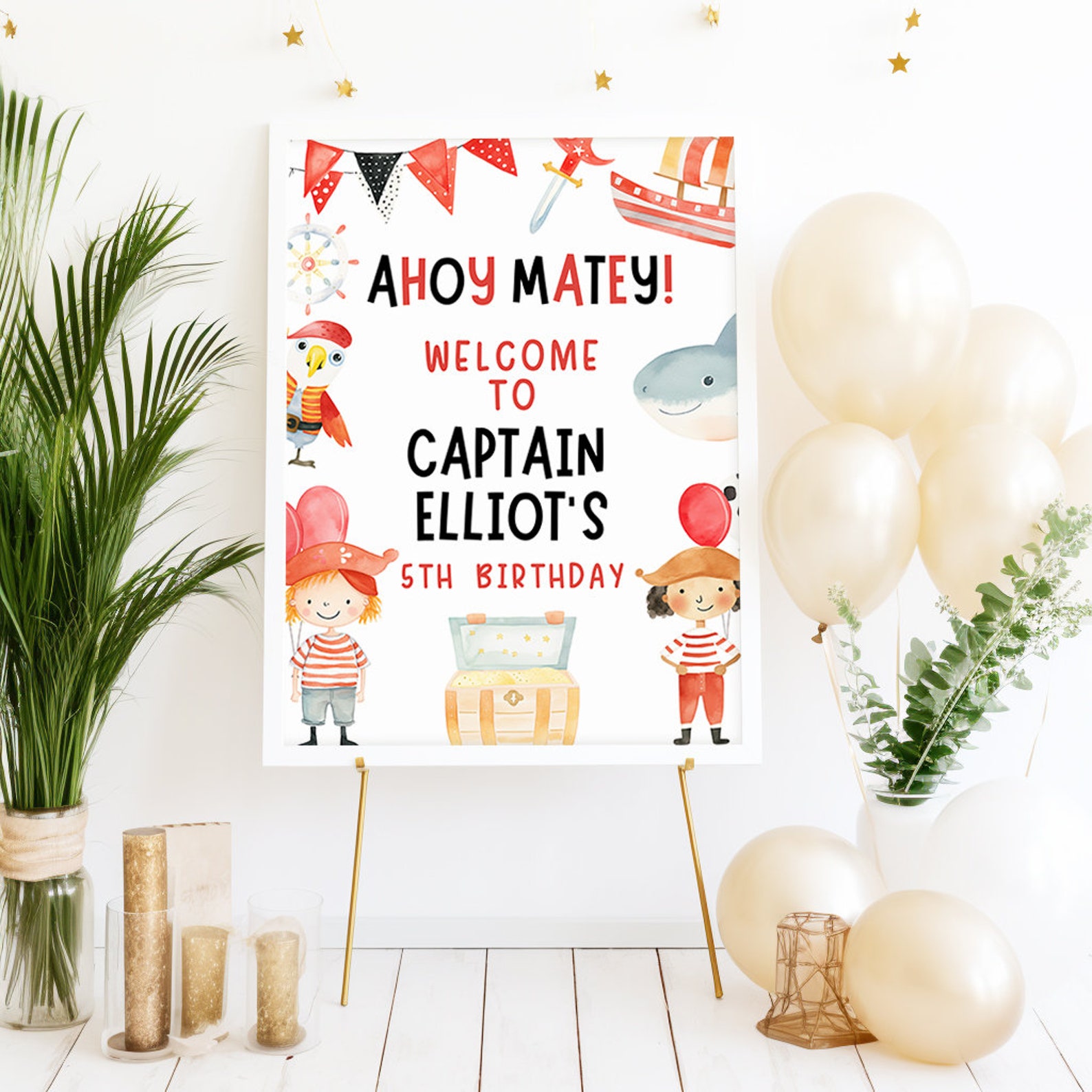 Pirate Welcome Sign, Editable Template Printable Instant Download ...