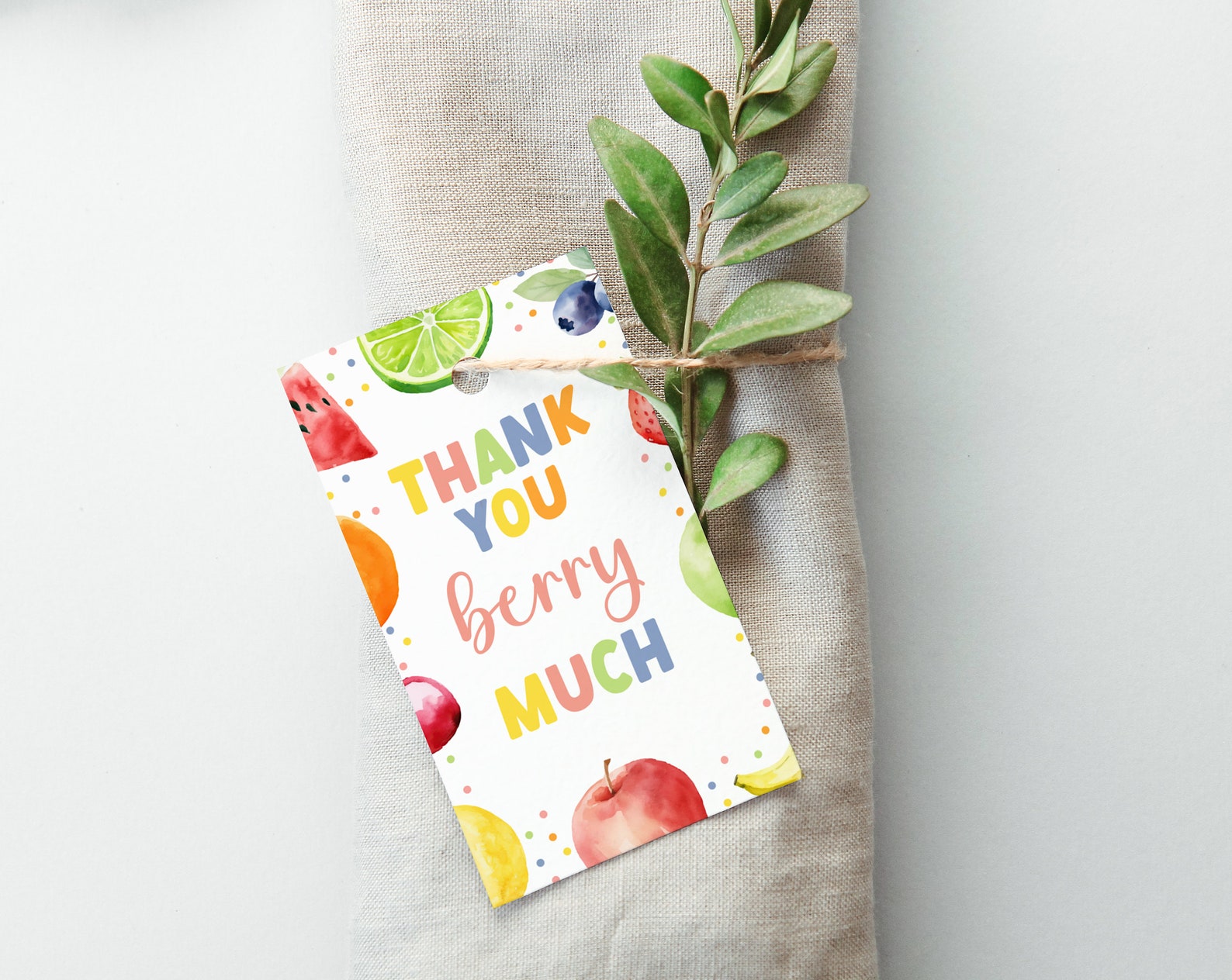 Tropical Fruit Thank You Tag, Editable Template DIY Printable Kids ...