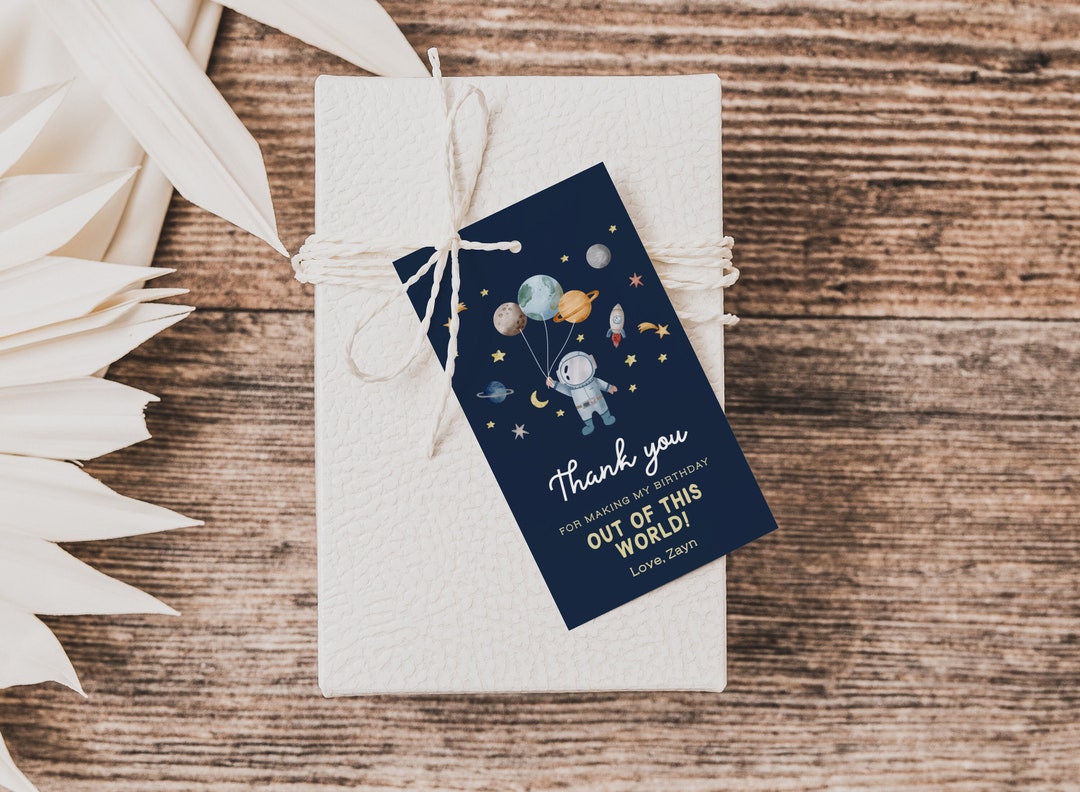 Editable Outer Space Favor Tags Space Birthday Thank You Label ...