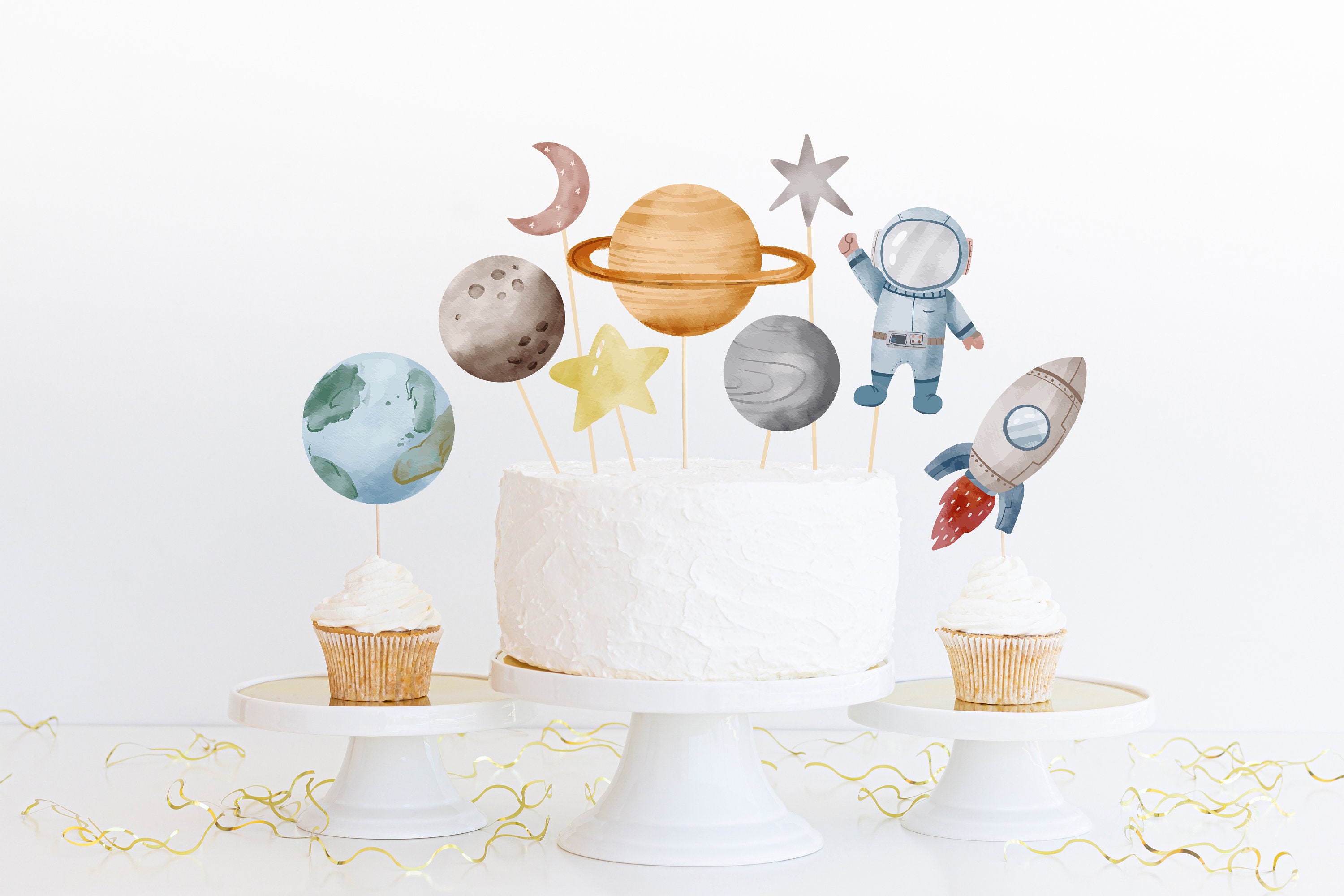 Printable Space Cake Topper Space Birthday Party Centrepiece Galaxy ...