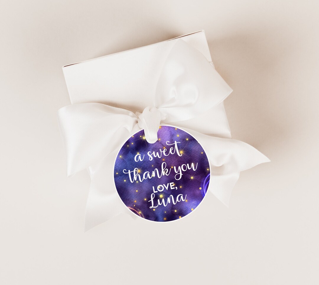 Galaxy Thank You Tags, Outer Space Editable Printable Girls Neon Glow ...