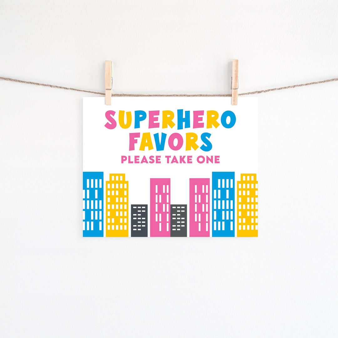 Superhero 8x10 Birthday Sign, Editable Template for Party Favors Pink ...