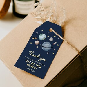 Editable Outer Space Favor Tags Space Birthday Thank You Label ...