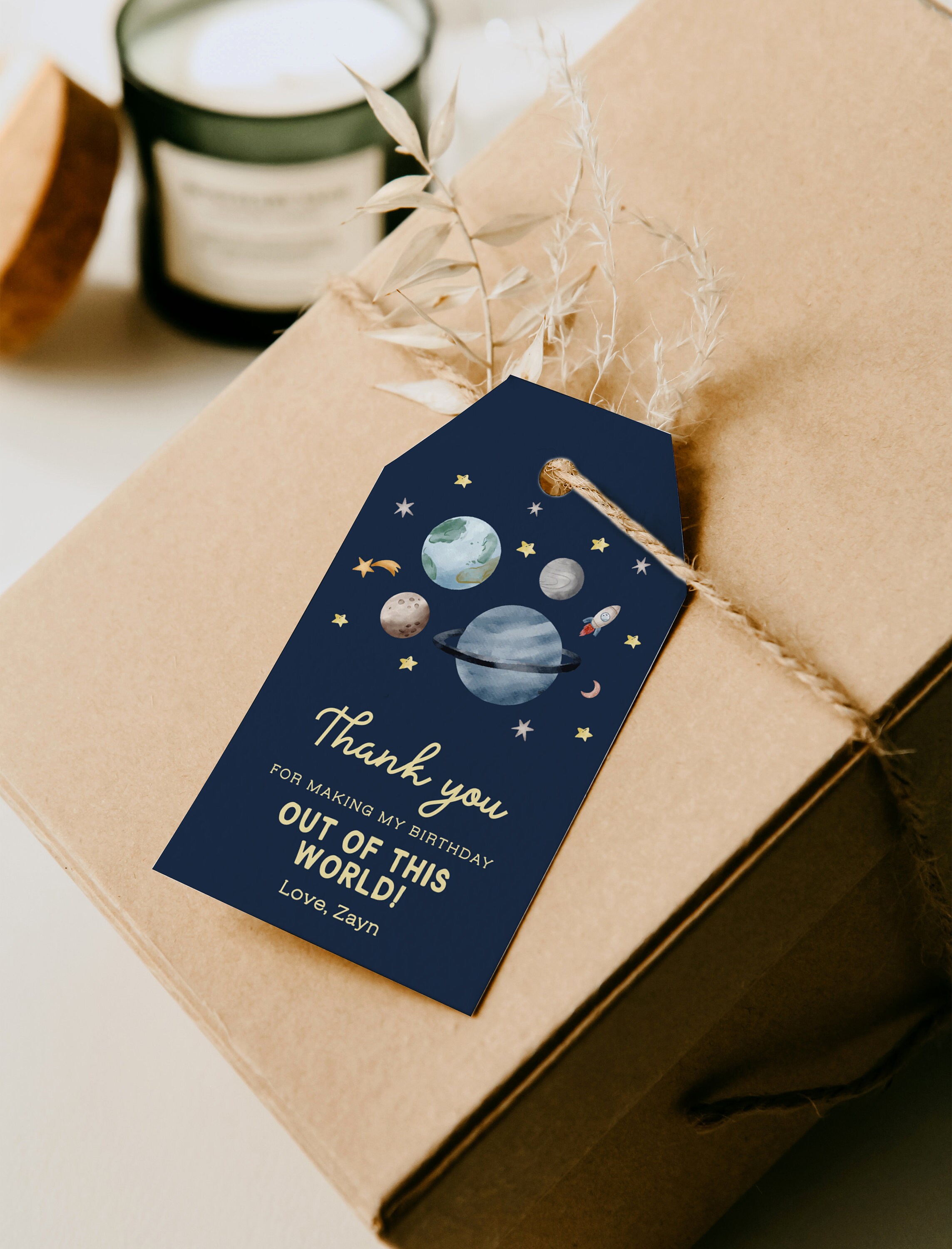 Editable Outer Space Favor Tags Space Birthday Thank You Label ...