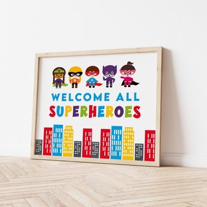 Welcome All Superheroes Sign - Editable & Printable Party Table ...