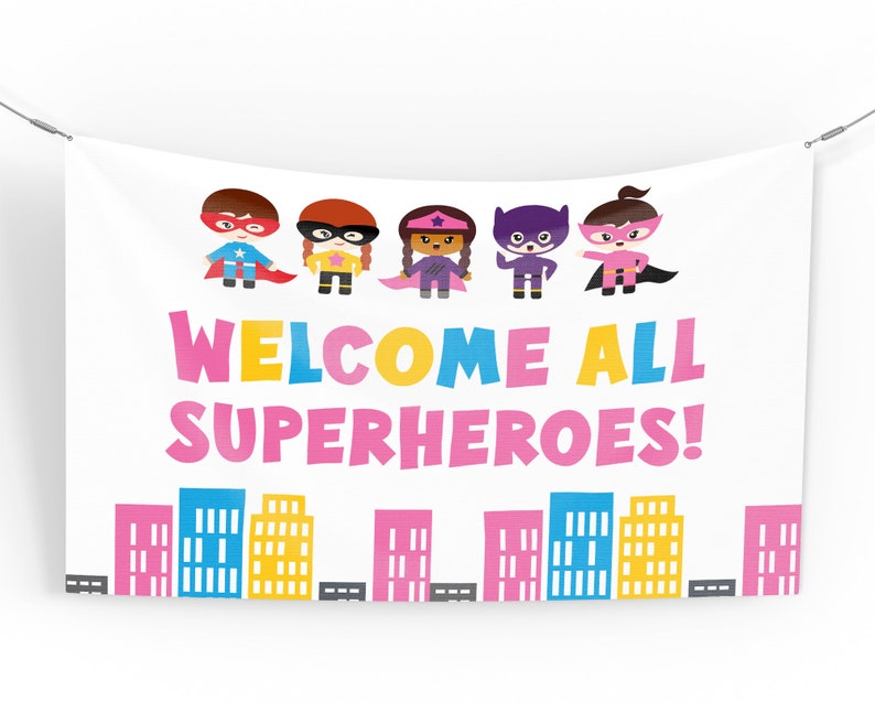 Superhero Birthday Backdrop Banner, Editable Template Printable Instant ...