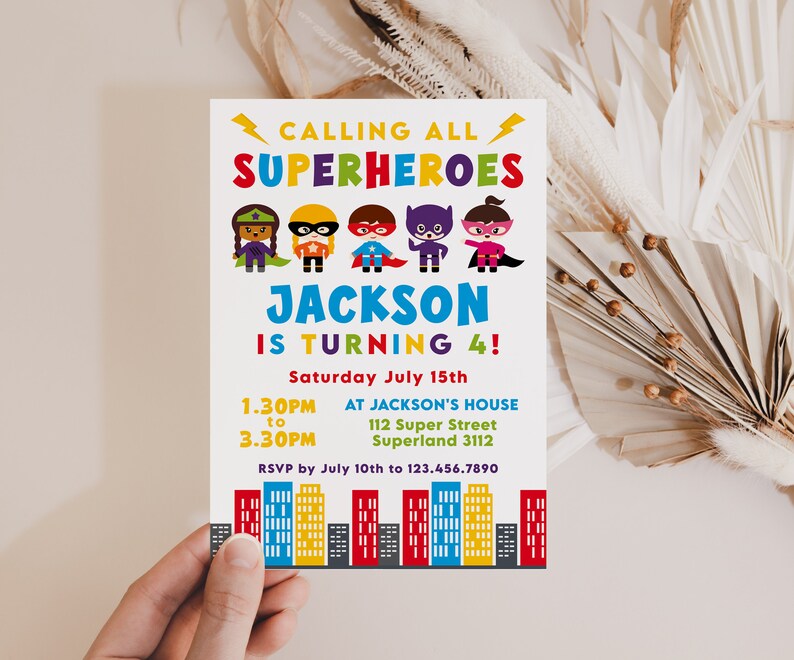 Editable Calling All Superheroes Boys Birthday Invitation - Etsy Australia