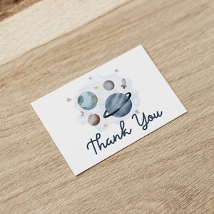 Editable Space Birthday Thank You Card Astronaut Planets to the Moon ...