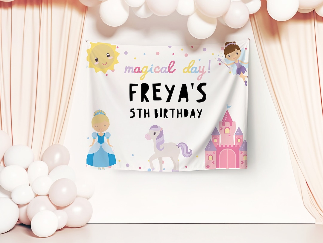 Editable Backdrop Banner, Fairy Princess Castle Printable Magical ...