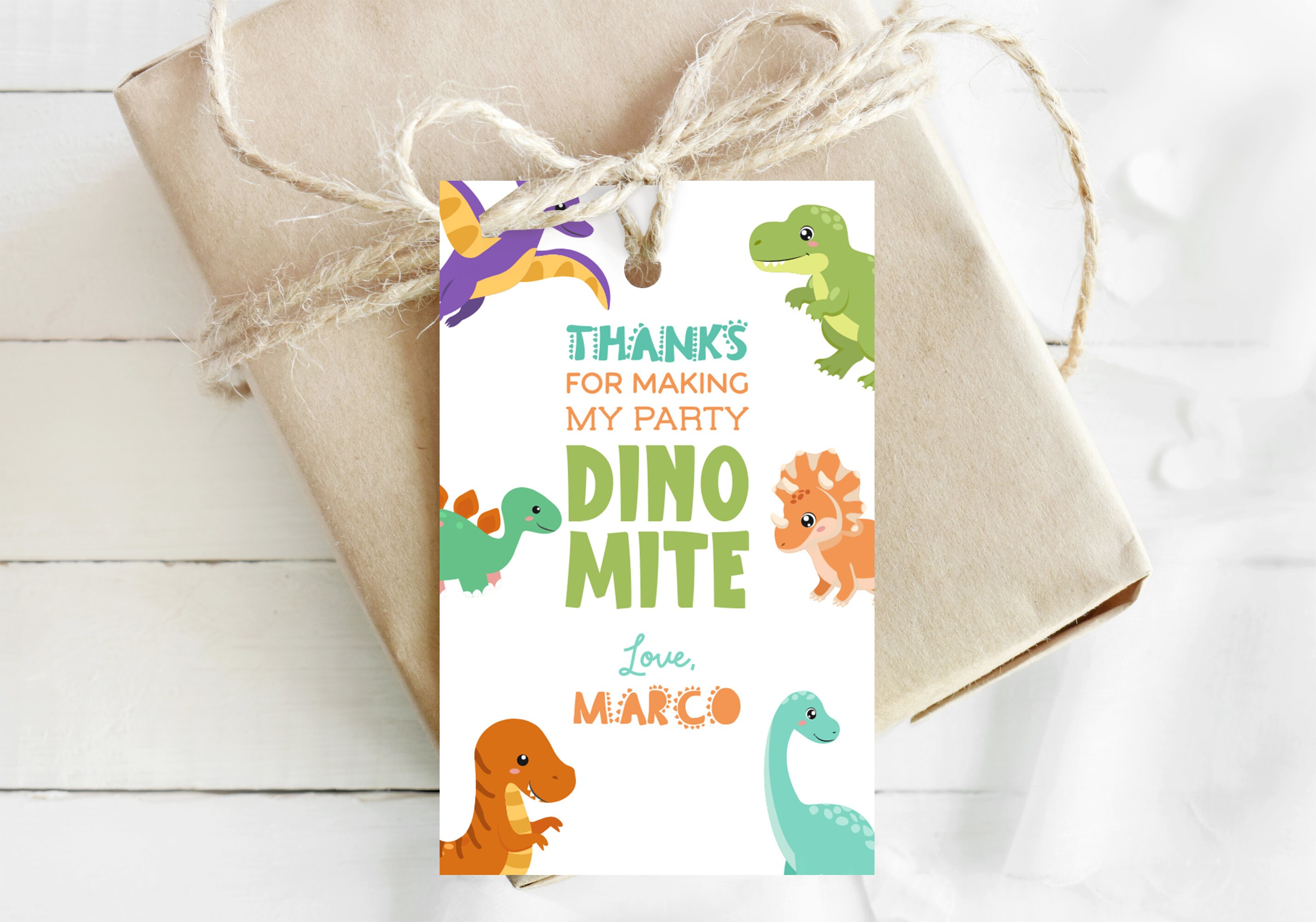 Editable Dinosaur Birthday Favor Tags, Printable Dinosaur Thank You Tag ...