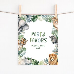 Safari Table Sign Party Favors, 8x10 Editable Printable DIY Jungle ...
